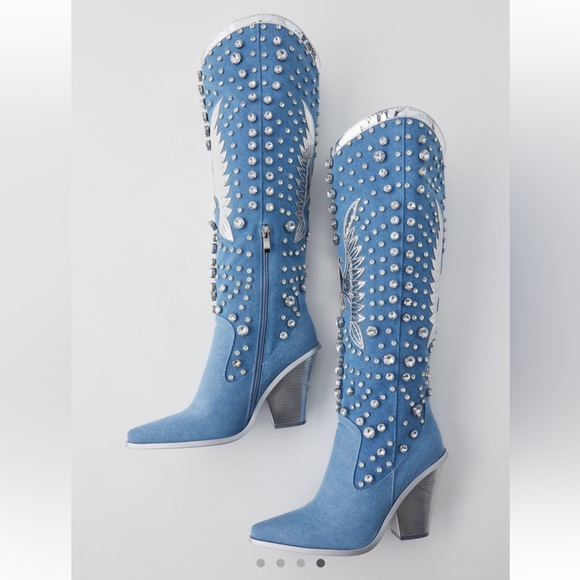 Azalea Wang | Shoes | Nwt Azalea Wang Americana Upbeat Rhinestone Cowboy Boots | Poshmark